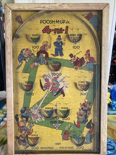 Vintage Poosh-M-Up Jr 4 In 1 Tabletop Pinball Baseball Game 1930s ...