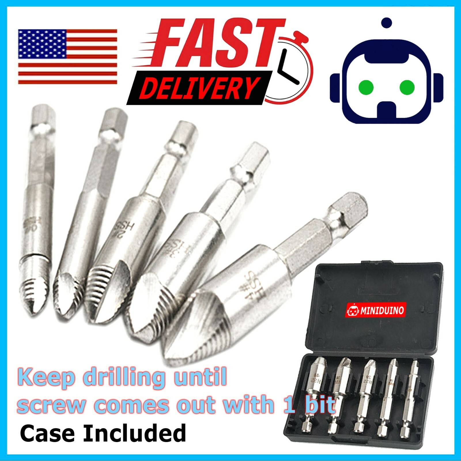 5Pcs Damaged Screw Extractor Remove Set Screws Bolt Extract Drill Bit ...