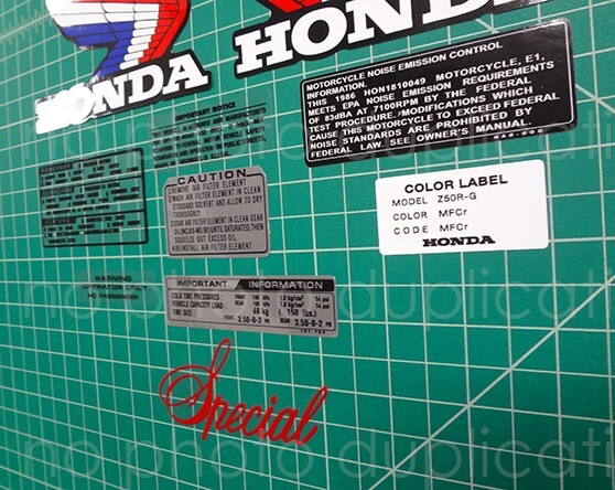 86' 1986 Z50RD decals Christmas Special stickers 10pc graphics Minibike ...
