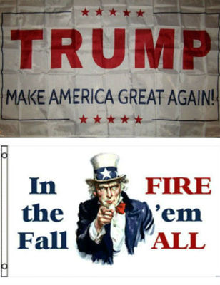 3x5 Donald Trump White & In The Fall Fire 'em All Wholesale Flag Set 3 ...