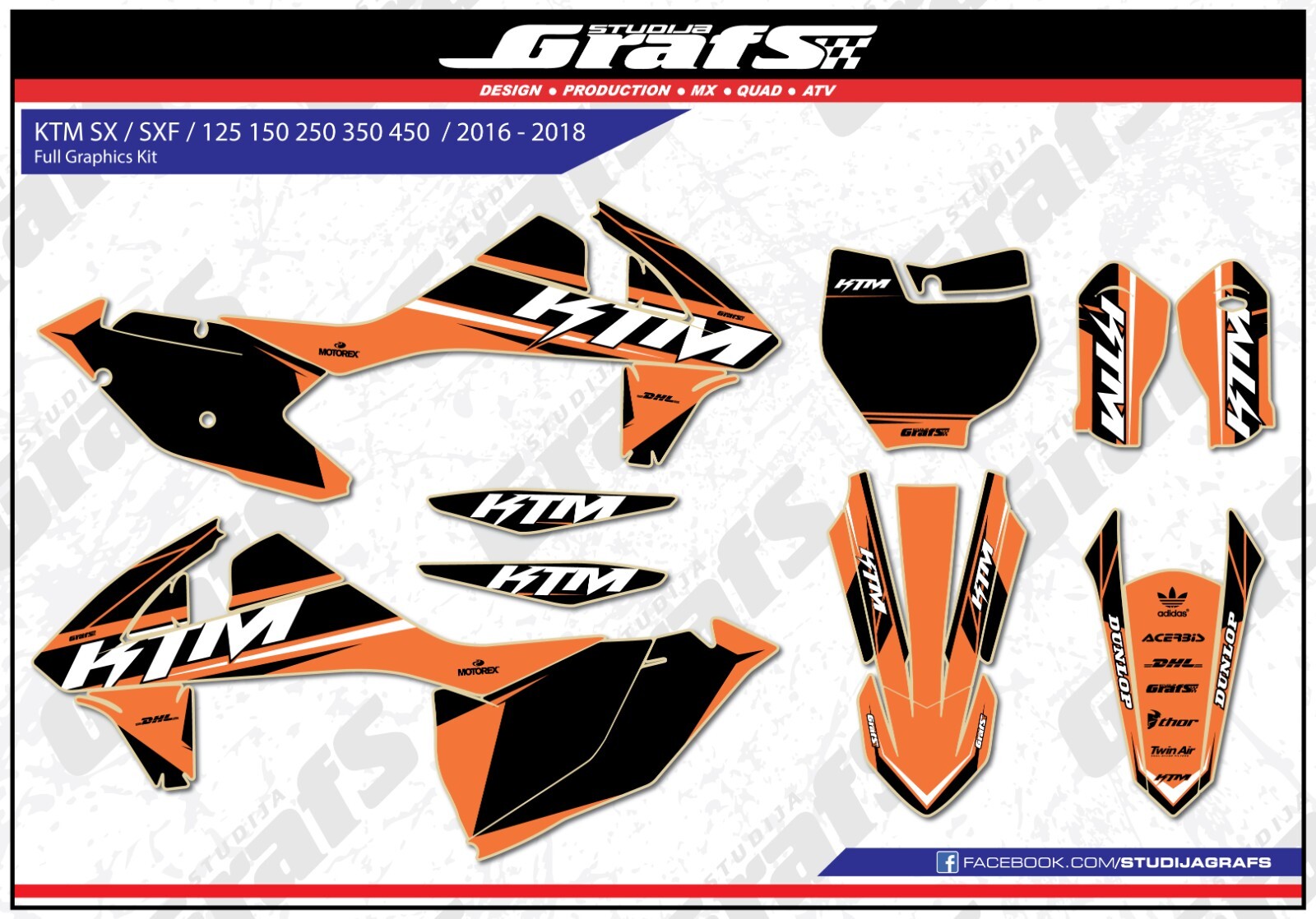 2016 2017 2018 SX SXF Graphics Kit For KTM 125 150 250 350 450 125SX ...