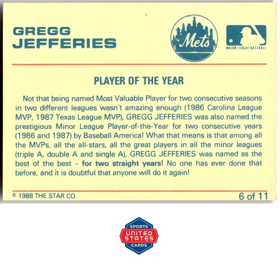 1989 Star Gregg Jefferies Orange #6 Gregg Jefferies | eBay