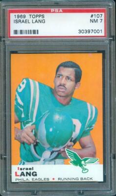 1969 Topps NFL Football Card ISRAEL LANG Rookie #107 Philadelphia ...