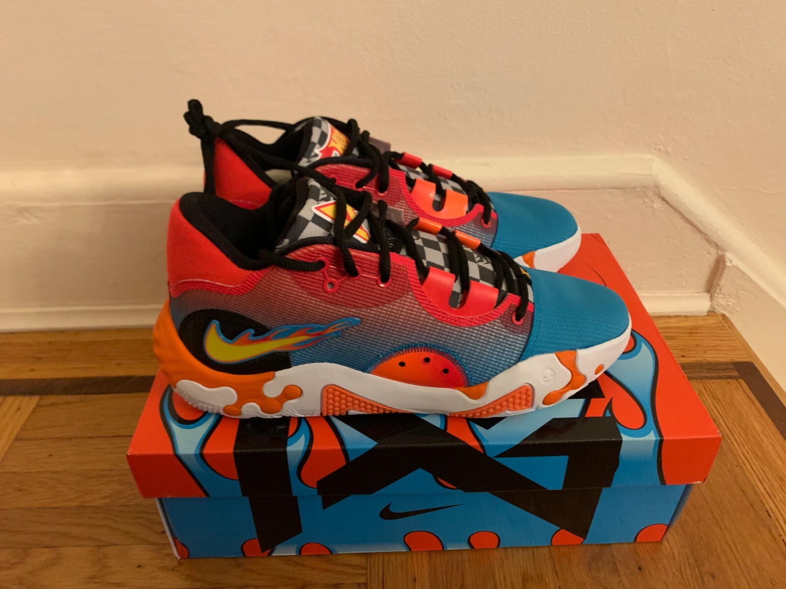 Nike PG 6 NRG Hot Wheels Paul George Laser Blue Red Orange White DH8446 ...