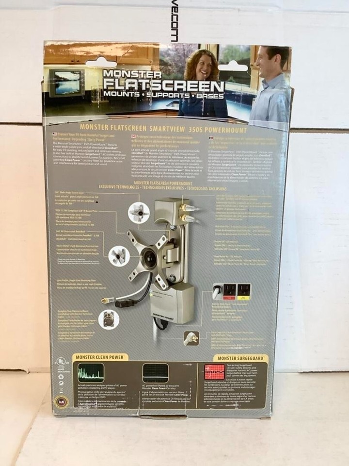 NEW Monster SmartView 350S PowerMount 10"-24" Flatscreen TV Wall Mount ...