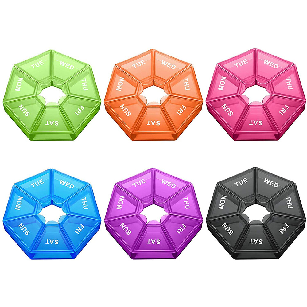 2PCS Weekly Pill Box Daily Organiser Medicine Tablet Storage Dispenser ...