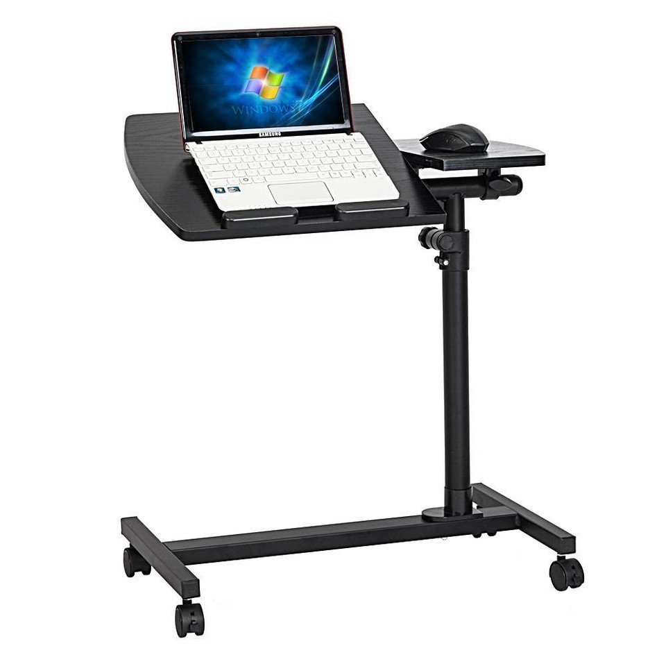 Portable Mobile Rolling Laptop Cart Table Computer Stand Adjustable ...