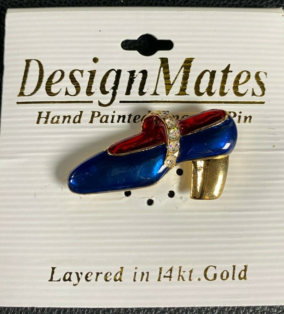 Vintage Jewelry Pin Design Mates Hand Painted Enamel Pin Layered in 14k ...