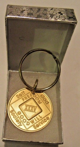 NARCOTICS ANONYMOUS NA KEY TAG 35 YEAR Keyring medallion Serenity Clean ...