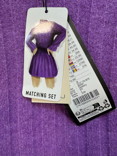 Amisu Knitwear Sweater EU 36 US/CA 6 Purple Long Sleeve Ribbed Design ...