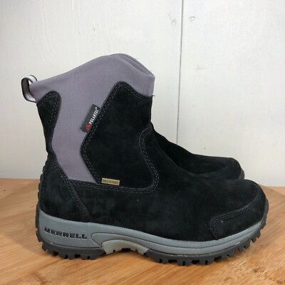 Merrell Boots Womens 6 Tundra Waterproof Black Polartec Pull On Hiking ...