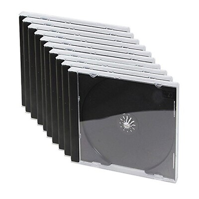 10 x CD DVD Disc Jewel Case 10.4mm Single Black Tray Pack of 10 ...