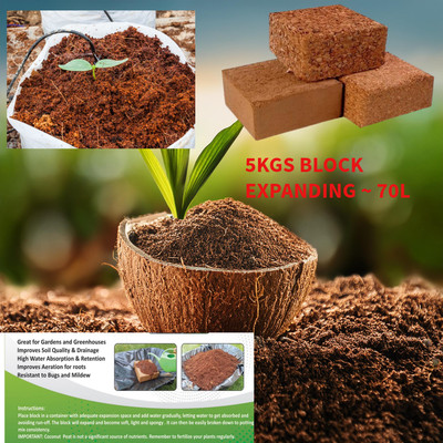 COCO PEAT BLOCK 5KGS HYDROPONIC ORGANIC GROW MEDIA | eBay Australia