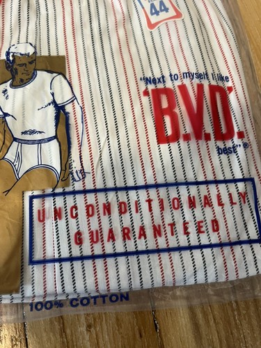 Vintage 50s 60s BVD Mens 44 Underwear New Sealed NOS Boxer Brief Cotton ...