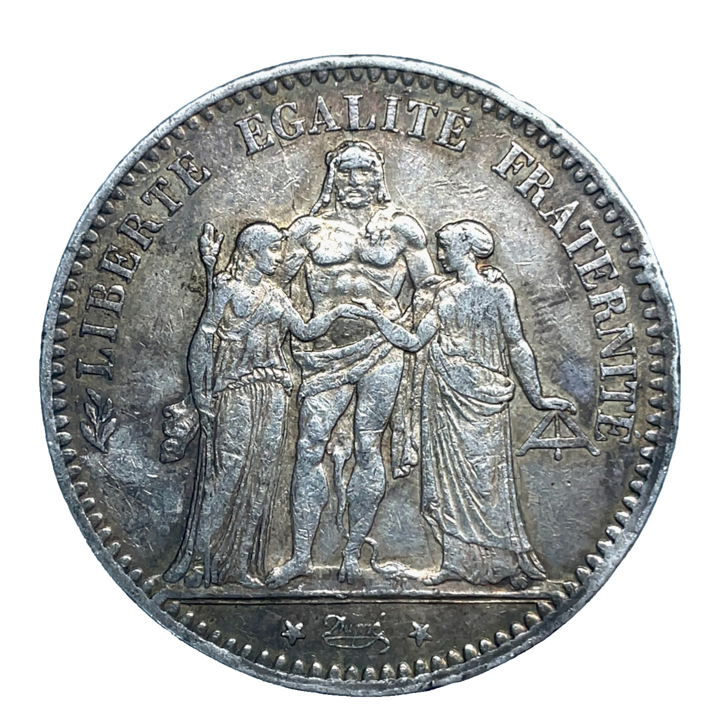 1876 A France 5 Francs 0.900 Silver Hercules KM # 820.1