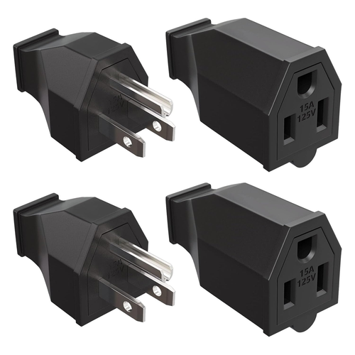 2 Sets Extension Cord Replacement Ends Male and Female 3 Prong Plug ...