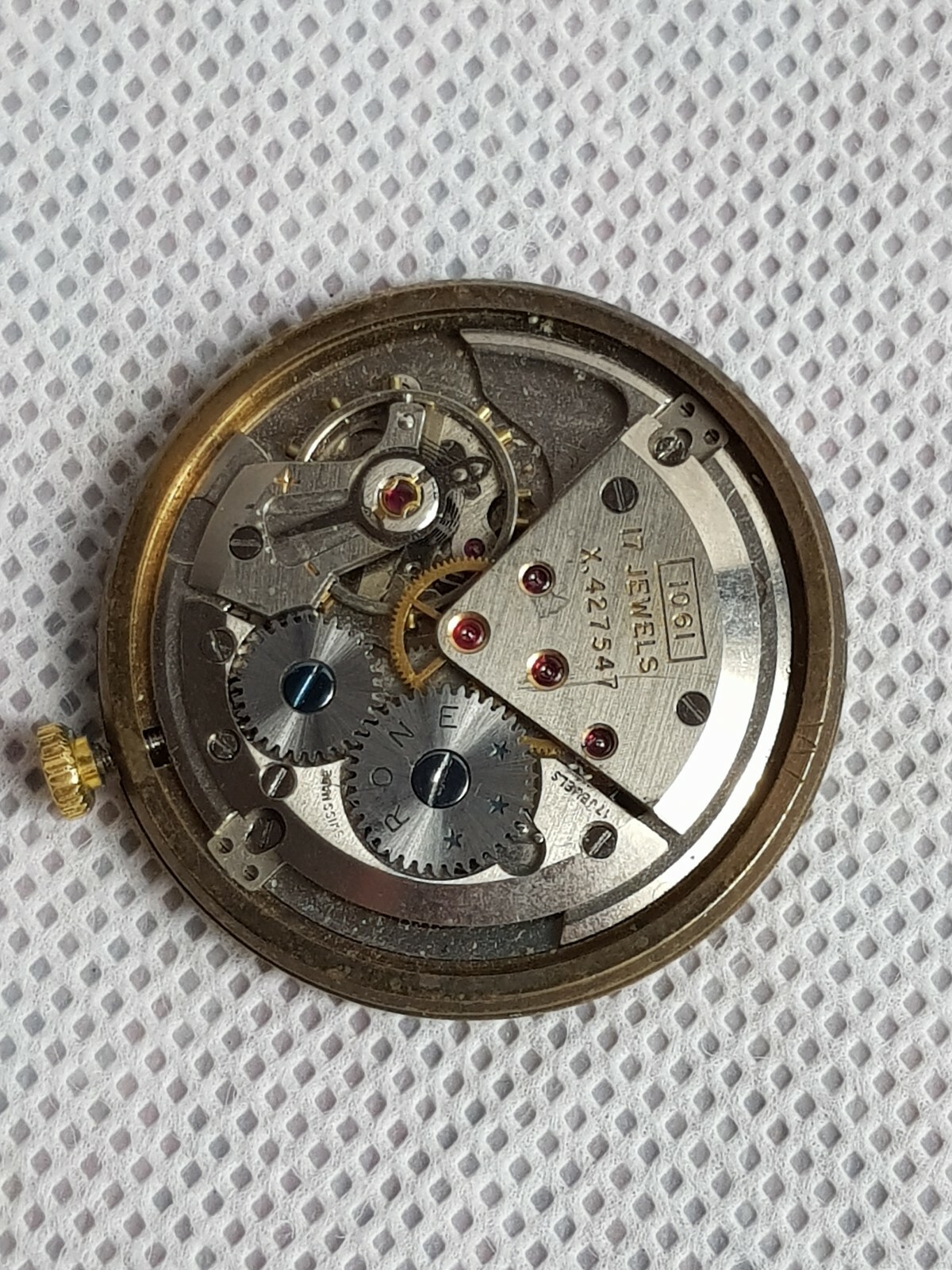 Vintage Rone Seventeen Incabloc Mechanical Watch Movement And Face 17 ...