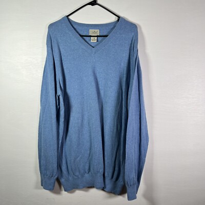 LL Bean V-Neck Sweater Mens Size XL- Tall Cotton Cashmere Long Sleeve ...