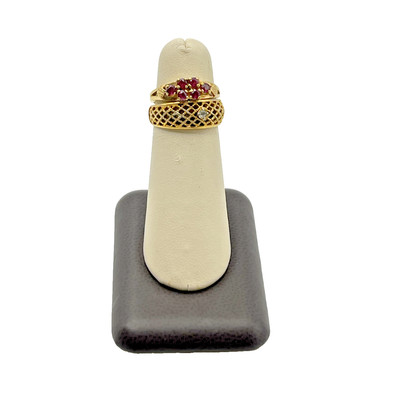 2 Gold-Plated 14KT Plated Simulated Ruby Ring / Avon CZ Rings Size 6.5 ...