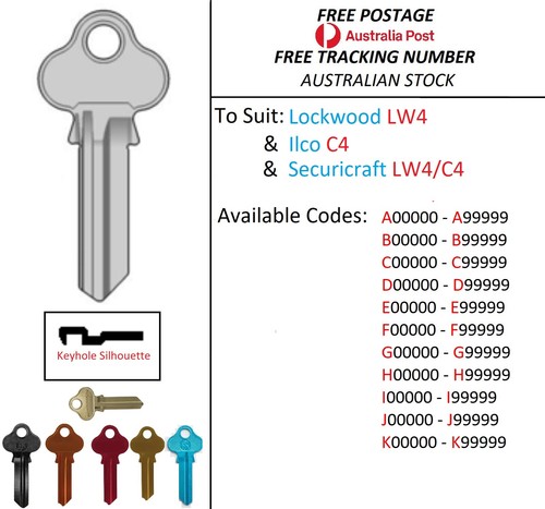 Key Cut to Code - COLOURED HOUSE DOOR KEYS - Lockwood LW4, Ilco C4 | eBay