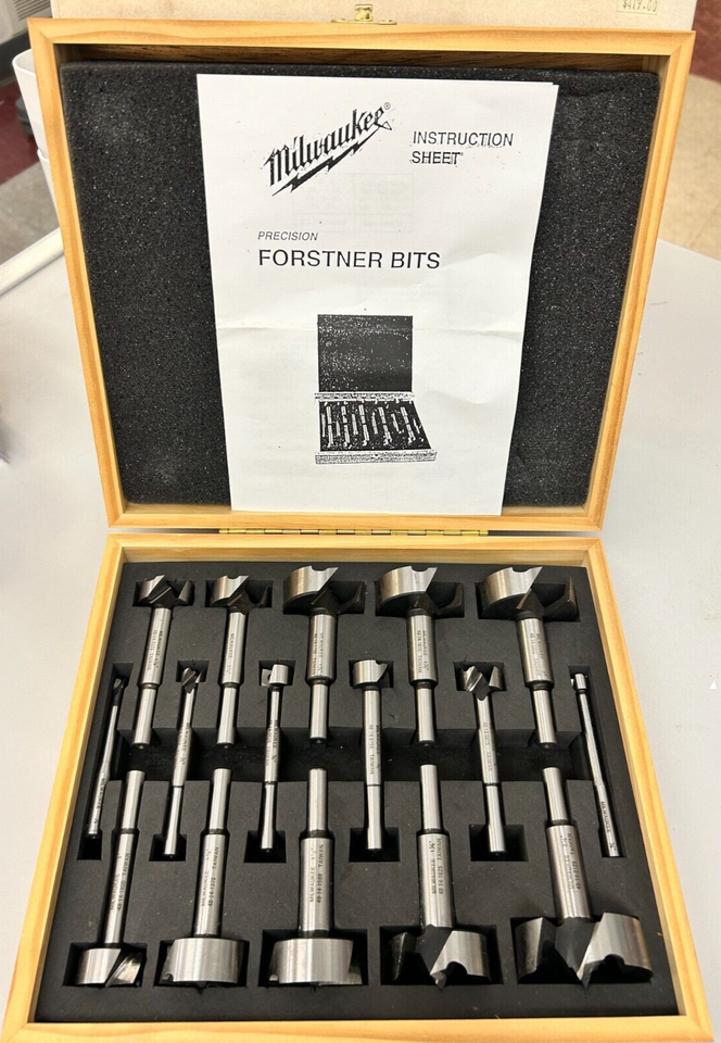 MILWAUKEE HEAVY DUTY 16 PIECE FORSTNER BIT SET NEW IN WOOD BOX RARE | eBay
