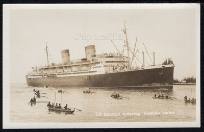 HI TH Honolulu RPPC c.1927 STEAMSHIP S.S. MALOLO ENTERING HARBOR ...