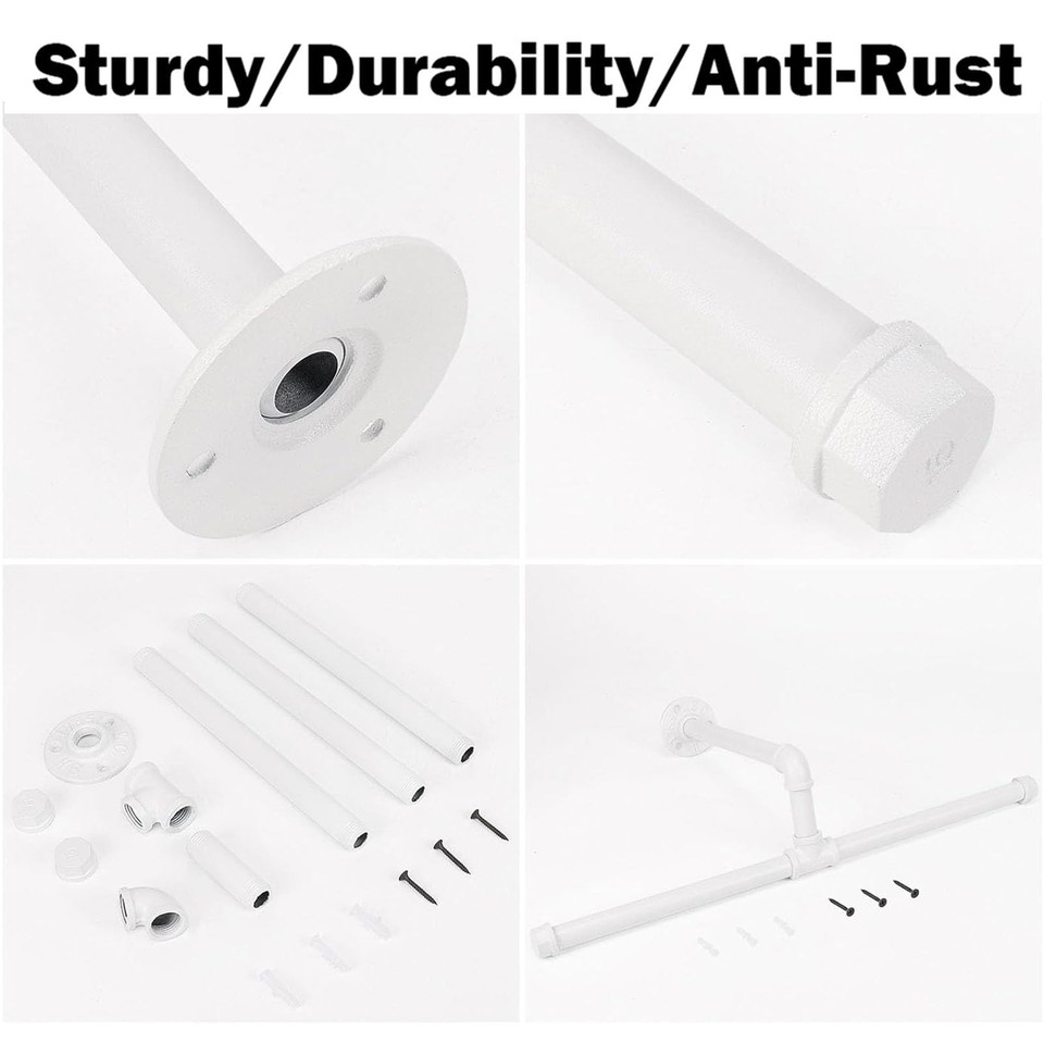 Industrial Pipe Clothes Rack Floating DIY Wall Mounted, Heavy Duty ...
