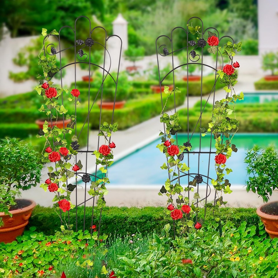 Metal Detachable Trapezoidal Garden Trellis for Climbing Plants Outdoor ...