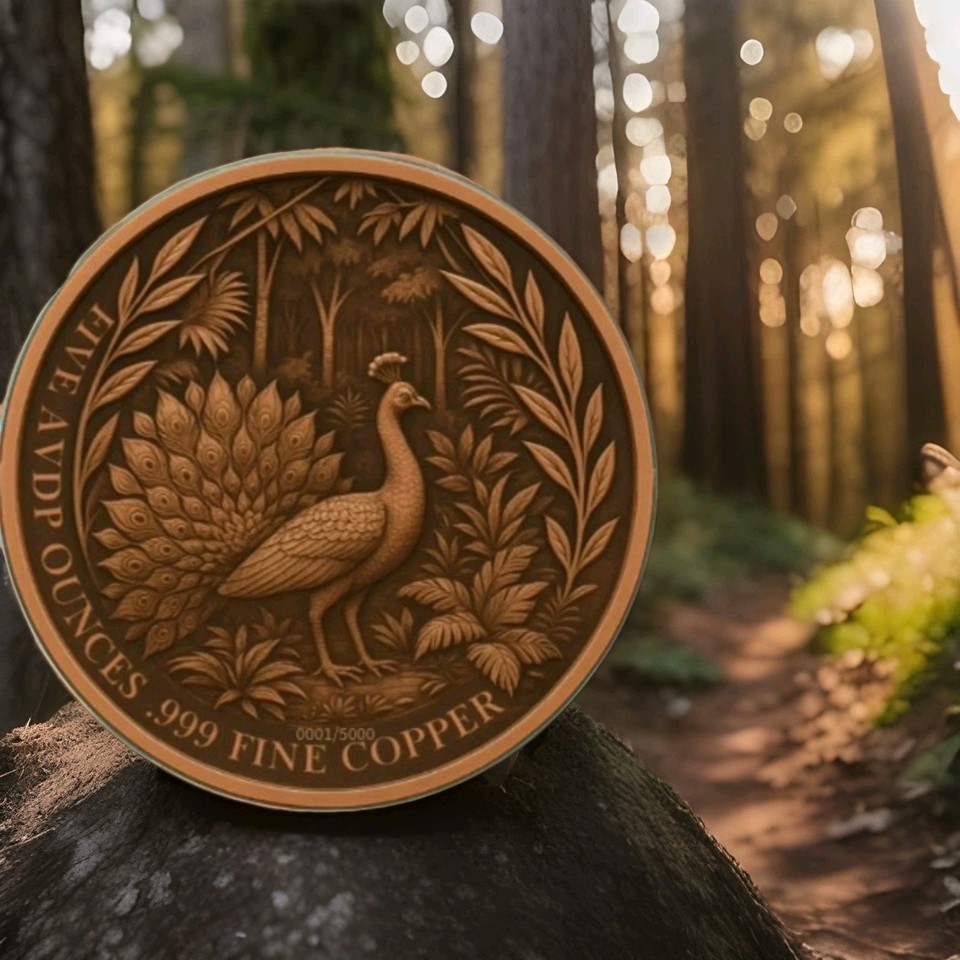 5oz Avdp Copper .999 Mystic Night Peacock Colorized Copper in Capsule ...
