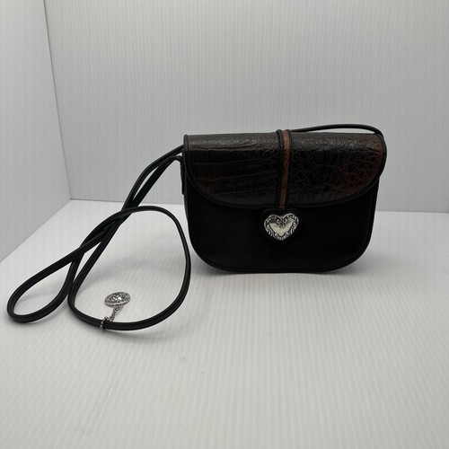 Brighton One World Brown Black Leather Crossbody Small Mini Purse Bag ...