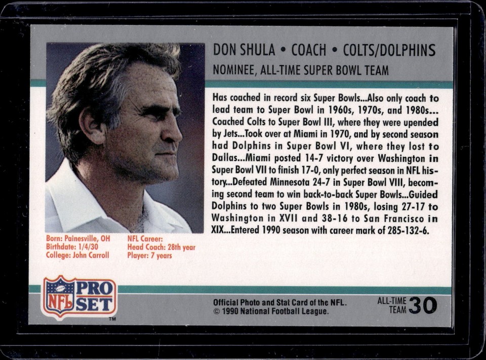 1990-91 Pro Set Super Bowl XXV Silver Anniversary Commemorative #30 Don ...