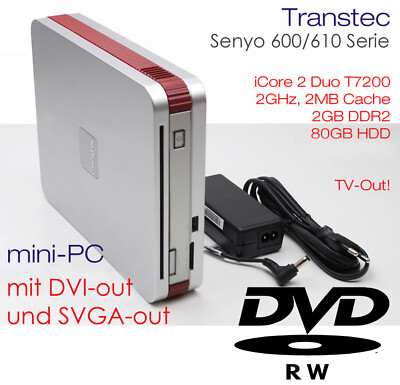 Mini-Computer Transtec Senyo CD DVD Core2Duo 2GHz 80GB 2GB DVI SVGA TV ...