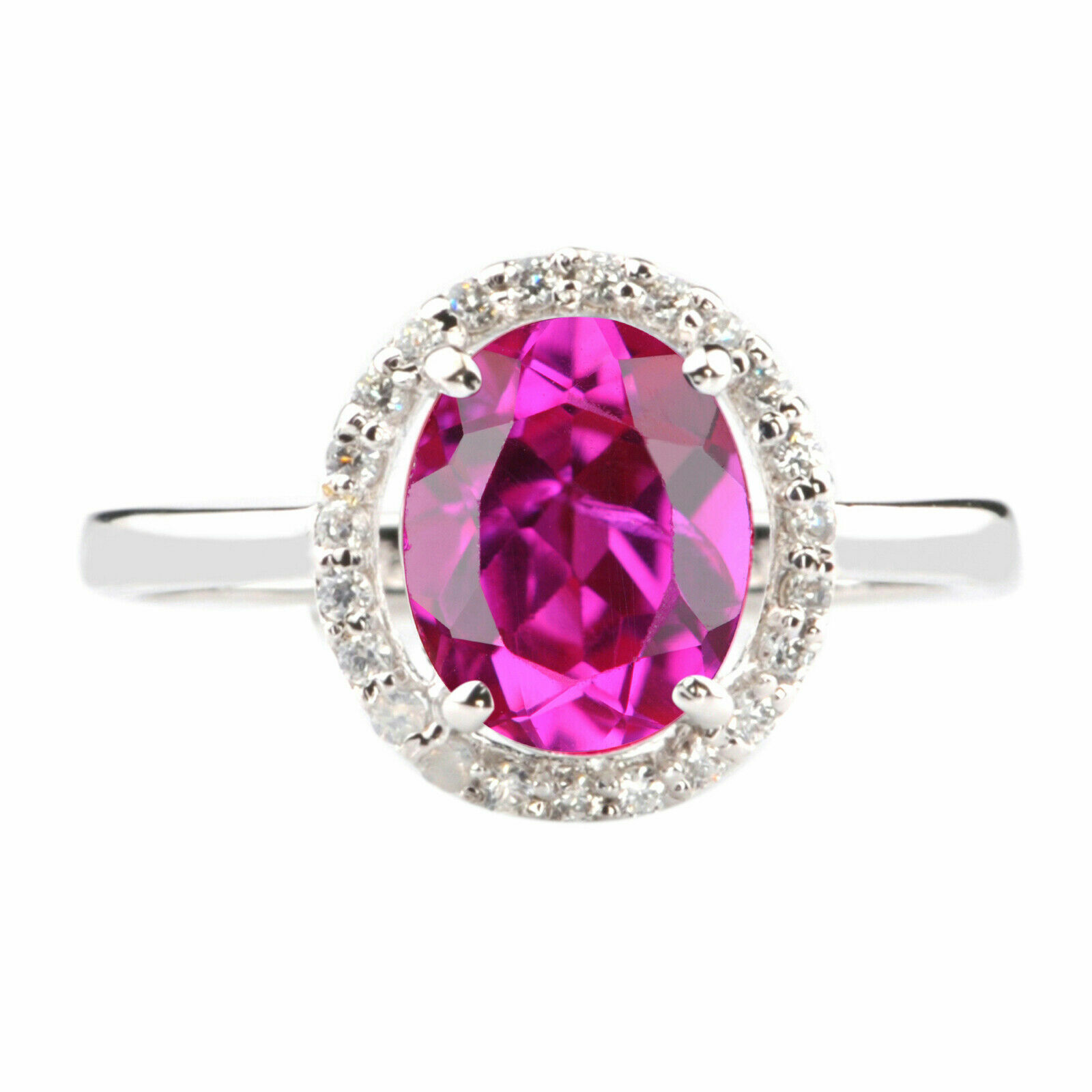 Oval Cut 2CT Natural Pink Tourmaline 935 Argentium Silver Women's ...