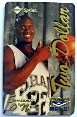 1995 Shaquille O'Neal Shaq Phone Card Sprint Classic Assets Gold Two ...