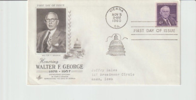 US # 1170 FDC HONOEING WALTER F. GEORGE 1960 SINGLE STAMP | eBay