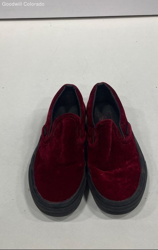 VANS Red Velvet Like Loafer Style Casual Slip-On Shoes Women 5.5 Men ...