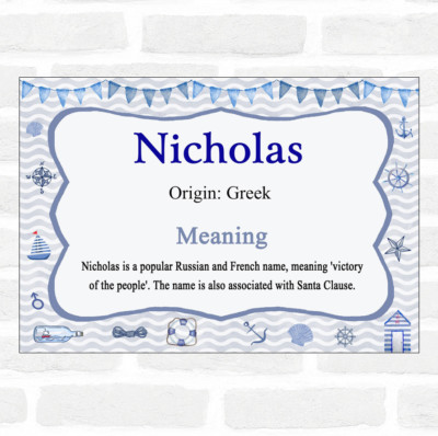 Nicholas Name Meaning Nautical Certificate | eBay UK