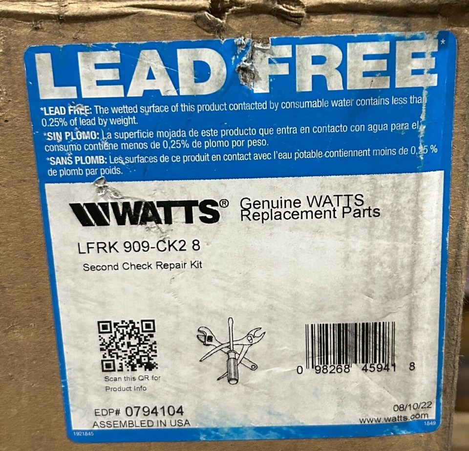 Watts LF RK 909-CK2 8 Backflow Second Check 8" Backflow Repair Kit ...