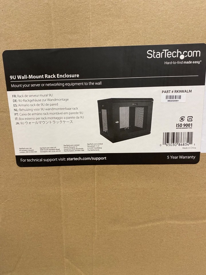 StarTech.com 9U Wall Mount Server Cabinet - Wall Mount Rack Enclosure ...