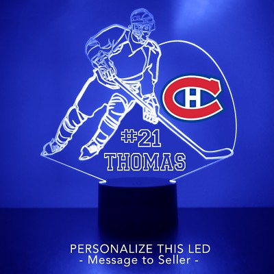 Montreal Canadiens Night Light, Personalized FREE NHL Hockey LED Sports ...