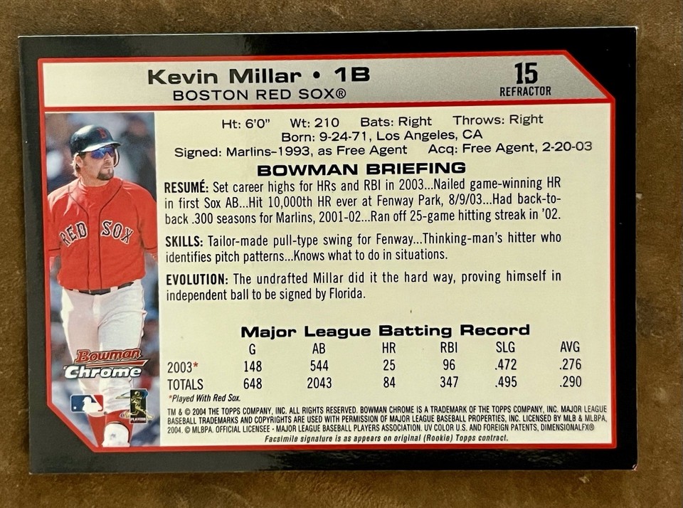 Kevin Millar 2004 Bowman Chrome Baseball Refractor #15 | eBay