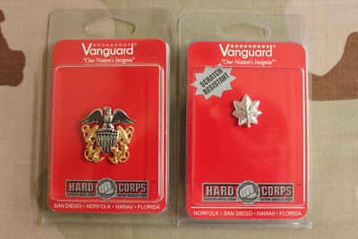 USN NAVY O-5 CDR RANK OFFICER GARRISON CAP BADGE & DEVICE REDUCED SIZE ...
