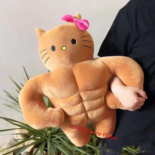 Sanrio Buff Hello Kitty Kawaii Muscle Plush Funny Doll 40Cm Pillow &55 ...