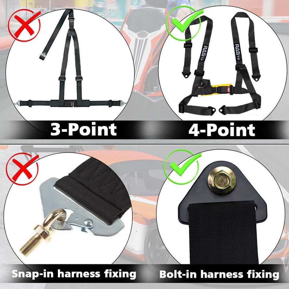 Universal 4 Point Buckle Seat Belt Racing Harness For Racing Car UTV ...
