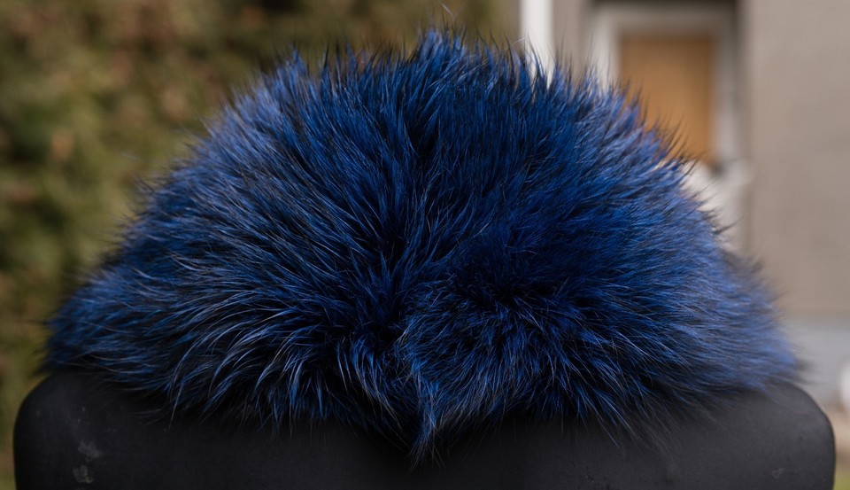 Platinum Saga Furs Navy Blue Fox Fur 63" Shoulder Wrap Stole Scarf ...