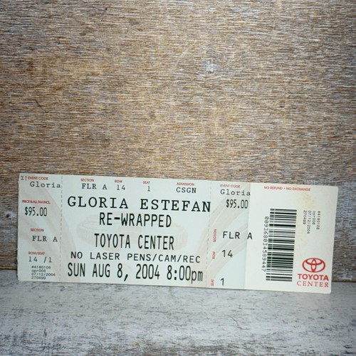 GLORIA ESTEFAN Concert Ticket Stub RE-WRAPPED Toyota Center AUGUST 2 ...