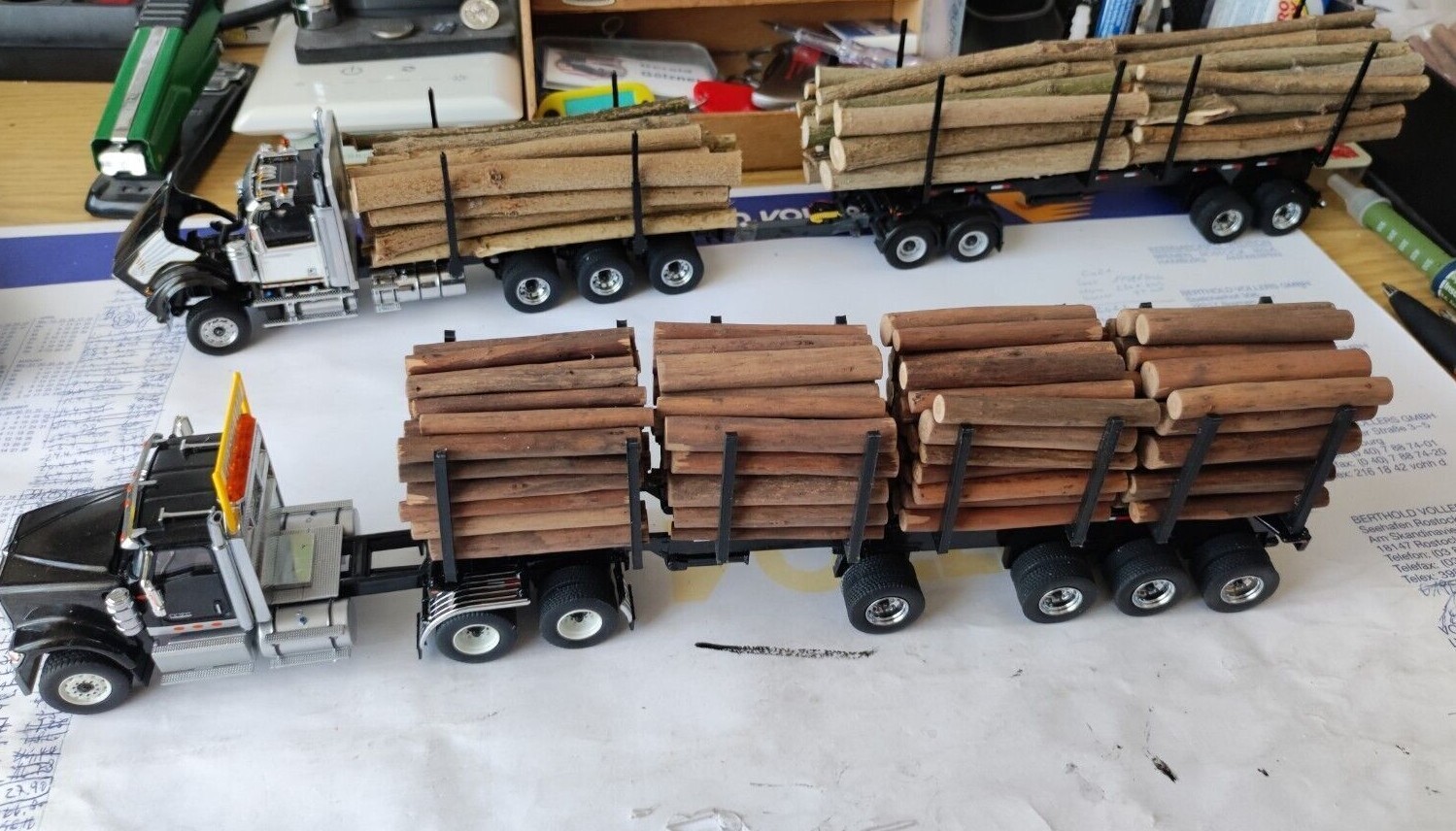 1/50 Log Stanchions x8 1:50 scale Wood Logging Trailer Truck Tree Pile ...