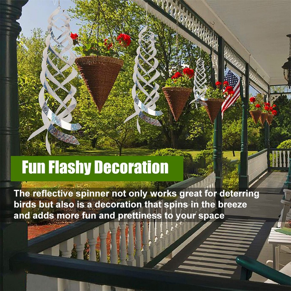 6PCS Bird Repellent Spiral Garden Hanging Reflective Woodpecker ...