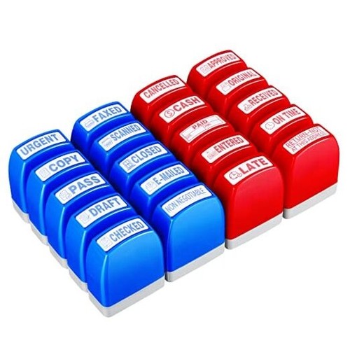 20 Pcs Office Stamp Set Message Self Inking Rubber Business Stamp for ...