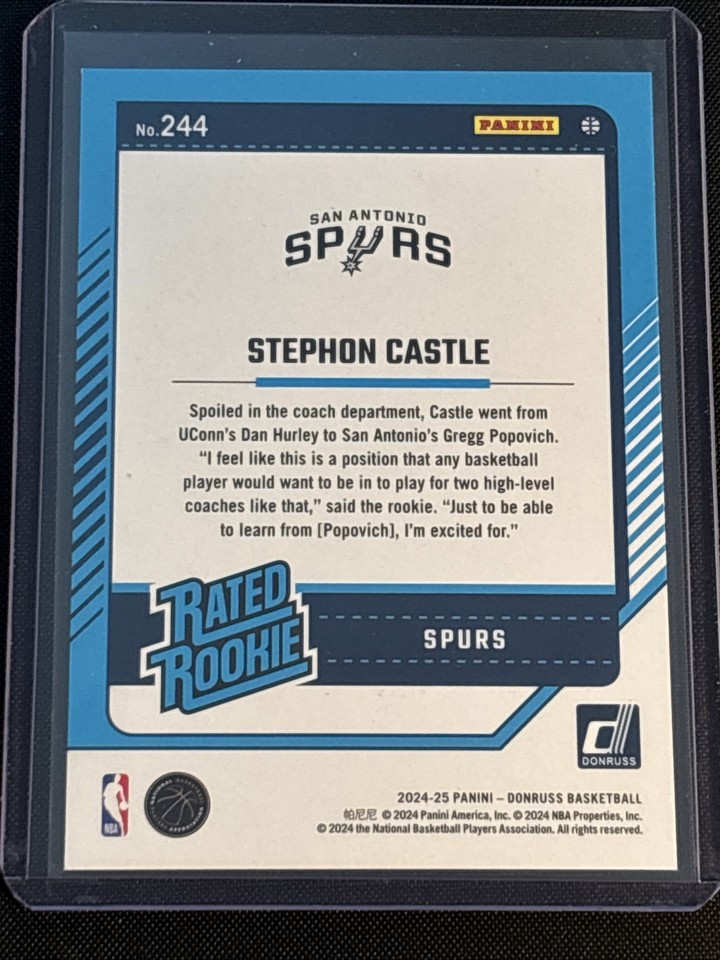 2024-25 Donruss Stephon Castle RC Rated Rookie Choice RED PRIZM Spurs ...